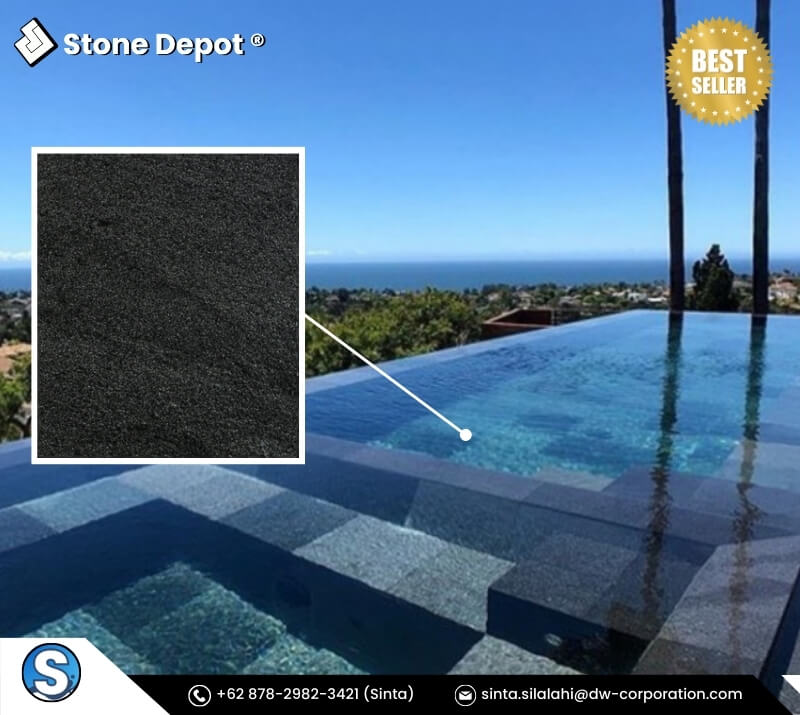Black Lava Stone - Swimming Pool Tiles